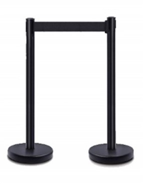 Stanchion with Retractable Belt 36" (Black) | Bar Basics