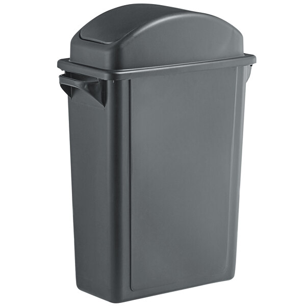 Wall Hugger Recycle Bin 23 Gallon w/Swing Dome Lid (Black) | Bar Basics